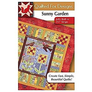 Sunny Garden Quilt Pattern: Jelly Roll or 2 1/2" Strips (Design Originals, Quilted Fox Designs) Beautiful Quilt with Easy Applique Shapes and Bright Colors, Made from Pre-Cuts; Throw Size 60" x 64"