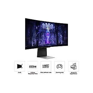SAMSUNG 34" Odyssey G85SB Series QD-OLED Ultra WQHD Curved Gaming Monitor, 175Hz, 0.03ms, DisplayHDR True Black 400, AMD FreeSync Premium Pro, Advanced Game Streaming, LS34BG850SNXZA, 2023