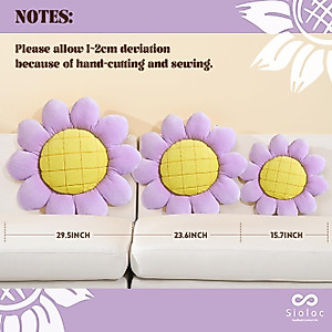 Sioloc Sunflower Throw Pillow,Flower Shaped Pillows Floor Pillow Seating Cushion,Seating Cushion,Cute Room Decor & Plush Pillow for Bedroom Sofa Chair(Purple, 15.7")