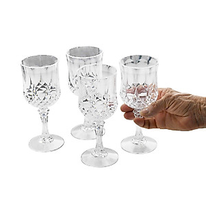 Home-X - Elegant Unbreakable Hard Plastic Crystal Goblets | Ideal For Wine & Champagne | Perfect Stem Glass For Parties, Weddings, Outdoor Events, BBQ and Picnics