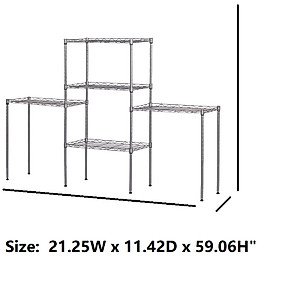 Duitrc Wire Shelving Unit Adjustable Steel Wire Rack Chrome, Heavy Duty Storage Shelving Unit On,Floor Standing Storage Rack Metal Organizer Wire Rack,for Garage Kitchen (Silver, Combination Shelf)