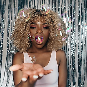 5 Pack Silver Fringe Backdrop 3.2ft x 8.2ft Foil Curtain Tinsel Foil Fringe Curtains Backdrop Tinsel Backdrop Streamers for Birthday Curtain Party Decoration Wedding Christmas Decoration (Silver)