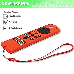 [2 Pack] Pinowu Firestick Remote Cover Compatible with Fire TV Stick 4K Max Alexa Voice Remote (3rd Gen), Anti Slip Silicone Protective Case Cover with Lanyard (Red & Blue)