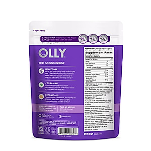 OLLY Sleep Gummy, Occasional Sleep Support, 3 mg Melatonin, L-Theanine, Chamomile, Lemon Balm, Sleep Aid, Blackberry - 60 Count