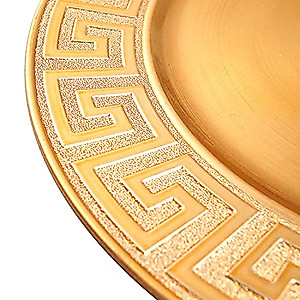 USA Party Flower Greek Plastic Charger Plate, Set of 12 (13 Inch)(Gold)