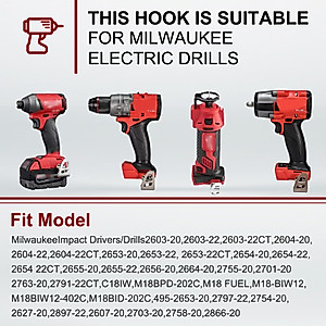 6PCS Belt Clip for Milwaukee, 42702653, Belt Hook Compatible with Milwaukee M18 Tools Hammer Drill Impact Driver Replace for 2604-20, 2604-22, 2604-22CT, 2797-22