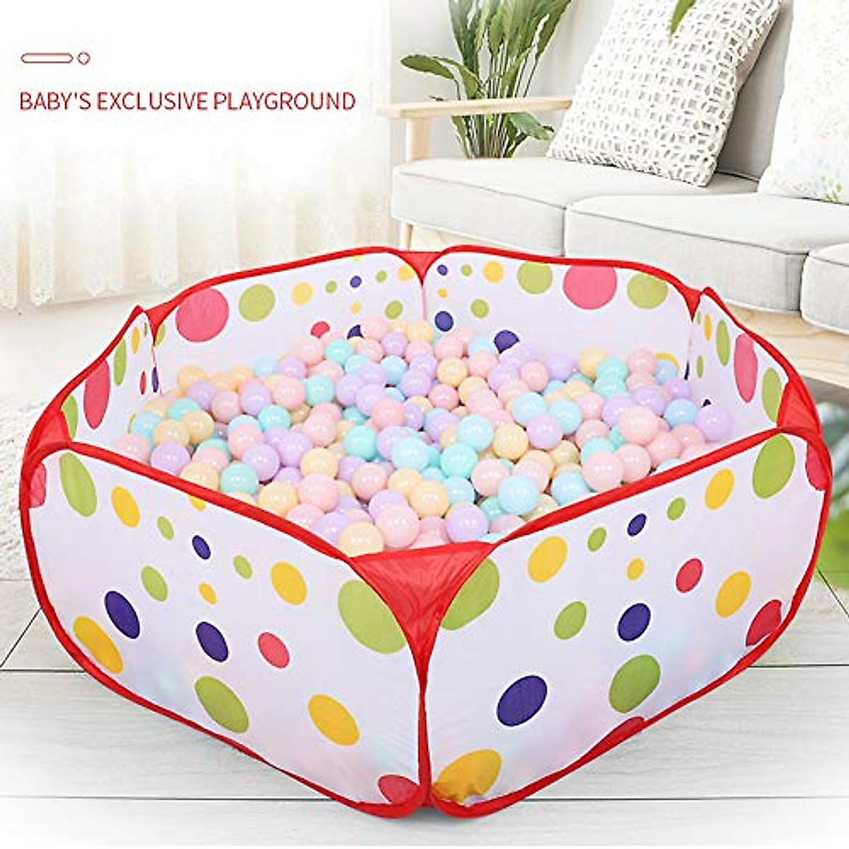 UHBGT Baby Playpen Foldable, Indoor & Outdoor Play Space Play Portable Playard with Bag, Versatile Play Space Children Playpen Hexagon Polka Dot for Garden/Backyard/Home
