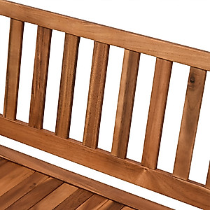 Outsunny 41 Gallon Outdoor Storage Bench, Wooden Deck Box with Inner Waterproof PE Lining, 2-Seat Container for Patio Garden Balcony Yard Store Garden Tools, Teak