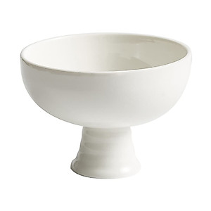 YARDWE Ceramic Footed Bowl Round Bowl Fruit Bowl Holder Dessert Display Stand Decorative Bowl for Kitchen Table Decor White (5inch)