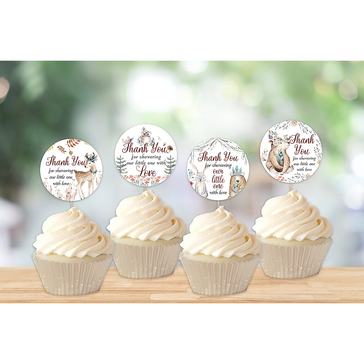 Thank You Baby Shower Stickers - Set of 80 Thank You for Coming Stickers, Preprinted Bridal Shower stickers, Birthday Party Favor Sticker, Self Adhesive Flat Sheet 2 Inch Round Labels LemonTheme Party (Woodland)