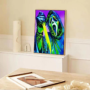 Chuangyi 5D DIY Diamond Art Painting by Number Kits, Horror Movie Round Full Drill Crystal Rhinestone Embroidery Diamond Arts for Home Wall Decor 16X20 inch