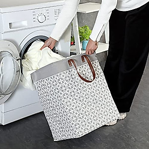 [2 Pack] Laundry Basket, Freestanding Laundry Hamper with Extended Handles, Waterproof Large Waterproof Clothes Hamper Organizer, Collapsible Lightweight Hampers for Laundry, Clothes,Towels, Toys