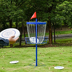 Soozier Portable Disc Golf Basket Target with 24-Chain, Travel Bag, Dark Blue