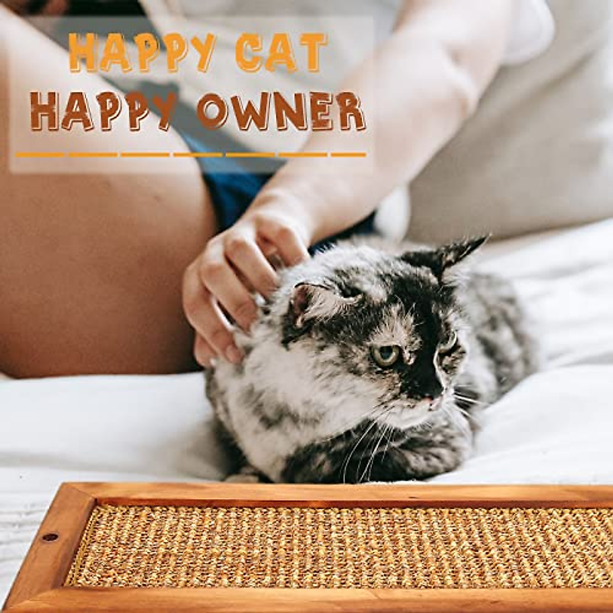 LSAIFATER Cat Scratching Post, Wooden Sisal Cat Wall Scratcher, Floor or Wall Mounted Vertical Cat Scratch Pad for Indoor Cats Adults or Kittens, Cat Wall Furniture Protector