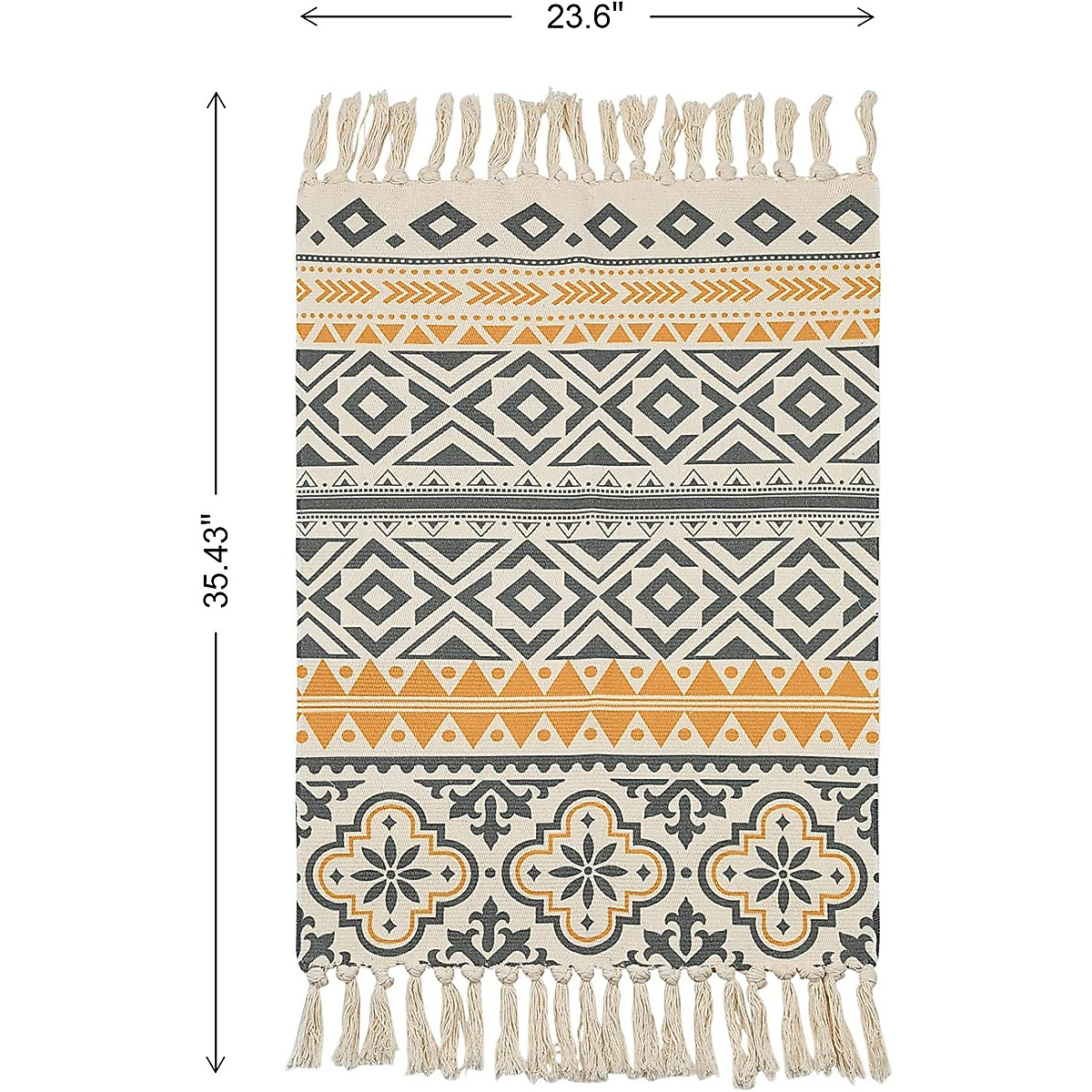 Boho Runner Rugs with Tassels 2'x3' Woven Washable Cotton Area Rug Vintage Printed Bohemian Throw Rug with PVC Non-Slip Mat for Entryway Kitchen, Living Room, Bathroom, Laundry Room, Bedroom