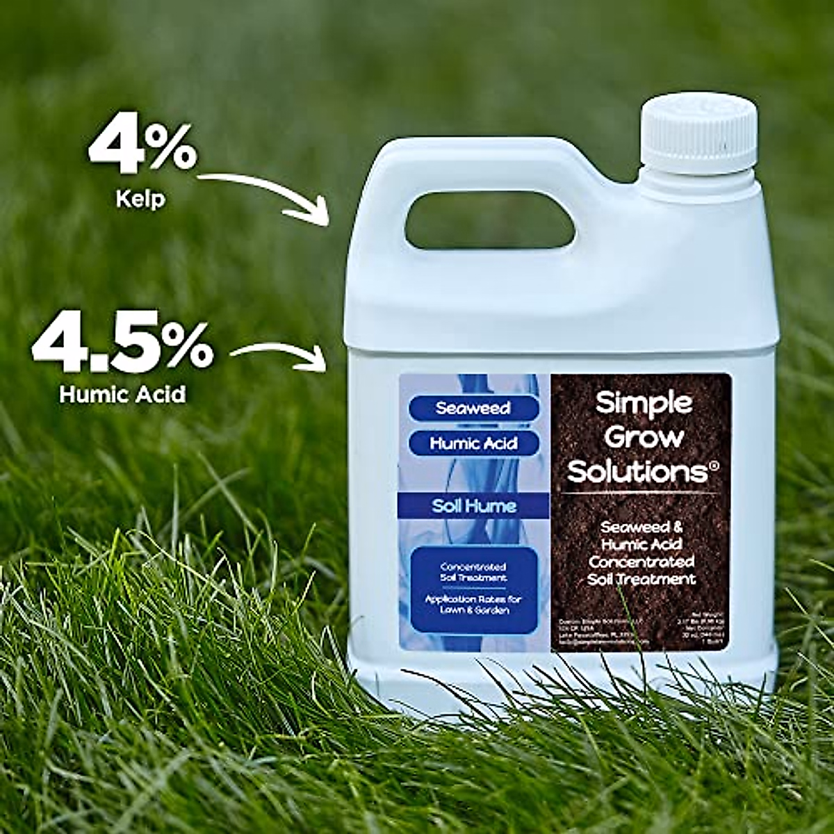 Organic Super Seaweed Humic Acid Blend- Liquid Sea Kelp for Grass and Plants - Soil Hume - Simple Grow Solutions- Natural Lawn & Garden Concentrated Treatment- Use with Fertilizer Program (32 Ounce)