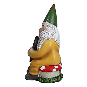 Ebros Whimsical Mr and Mrs Gnome Hobbit Couple Sitting On Toadstool Mushrooms Statue 6.25" Tall 'Forever Love Struck' Gnomes Home Decor Sculpture Figurine