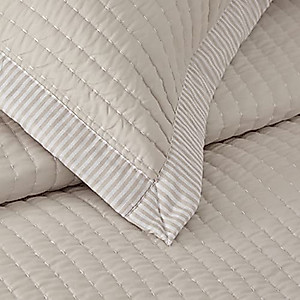 Bedsure Linen Quilt Queen Size - Lightweight Soft Quilt Bedding Set for All Seasons, Bedspreads & Coverlets, Corduroy Pattern Quilt Set, 3 Pieces, 1 Quilt (90"x96") and 2 Pillow Shams (20"x26"+2")