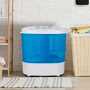 HomGarden 10lbs Portable Washing Machine with Twin Tub Electric Compact Washing Machine Mini Laundry w/Washer&Spinner, Gravity Drain Pump and Drain Hose