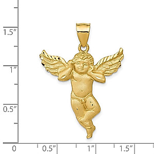 IceCarats 14K Yellow Gold Guardian Angel Necklace Protect Us Cherub Pendant Religious Charm Only