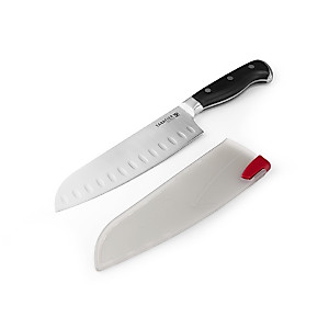 Sabatier Forged Triple-Rivet Santoku Knife with Self-Sharpening Blade Cover, High-Carbon Stainless Steel, 7-inch Razor-Sharp Kitchen Knife for Cutting Fruit and Vegetables