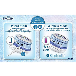 eKids Disney Frozen 2 Bluetooth Headphones with Microphone, Volume Reduced to Protect Hearing, Adjustable Wireless Headphones for School Home Travel, for Fans of Anna and Elsa