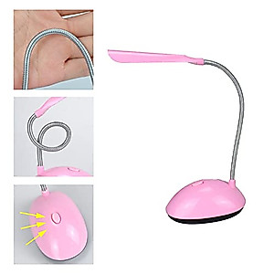 curfair LED Desk Light Plastic Adjustable Flexible Table Lamp Battery Operated Durable Pink