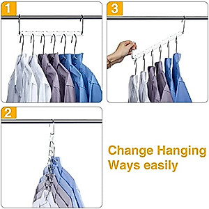 RWeLit Pack of 6 Magic Clothes Hangers Space Saving Hangers for Heavy Clothes Smart Closet Saver – Stainless Steel - Cascading Hangers Wardrobe Organizer Clothing Hanger Organizer Closet Space Saver