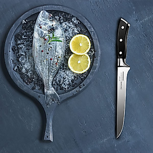 OAKSWARE Boning Knife 5.5-Inch, German Stainless Steel, Full-Tang, Fillet Knife, Kitchen Knife, Multipurpose Meat Knife for Boning, Filleting and Trimming, With Ergonomic ABS-Handle