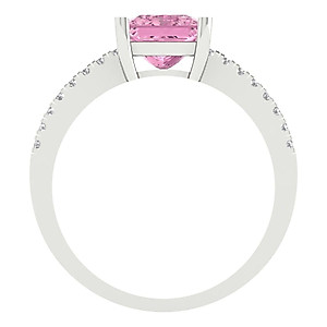 Clara Pucci 1.66 ct Princess Cut Solitaire with Accent Pink Simulated Diamond Engagement Promise Anniversary Bridal Ring 14k White Gold 6