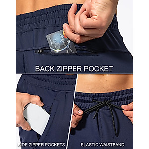 G Gradual Men's Sweatpants with Zipper Pockets Athletic Pants Traning Track Pants Joggers for Men Soccer, Running, Workout(Navy,L)