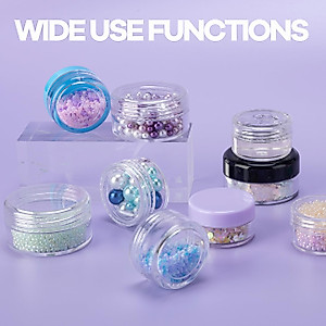 10 Gram 20 Count Sample Containers, Small Plastic Containers with Lids, Empty Sample Jars with Labels and Mini Disposable Spatulas(Black Lid)