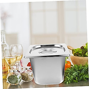 ULTECHNOVO Hotel Dip Bowls Large Serving Bowl Metal Basin Pasta Bowl Metal Mixing Bowls Table Tray Chafing Dishes Fruit Basin Steam Water Pan Buffet With Cover Food Stainless Steel