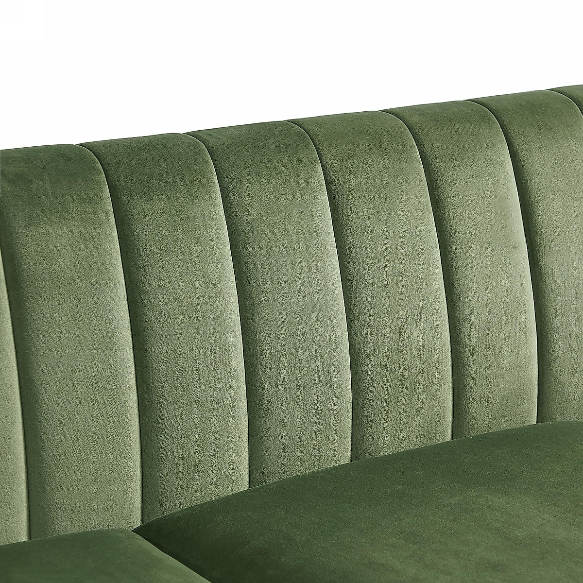 Gecheer Mid Century Modern Chesterfield Sofa Couch, Comfortable Upholstered Sofa with Velvet Fabric and Wooden Frame and Wood Legs for Living Room/Bed Room/Office Green -3 Seats