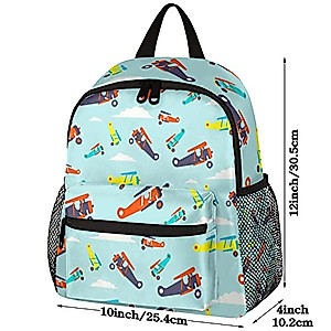 Cartoon Airplane Kids Backpack for Boys Cute Cool Toy Airplane Mini Toddler Backpacks Back to School Bookbag for Nursery Daycare Preschool Kindergarten 12 inch