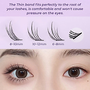 MAEXUS Lash Clusters DIY Eyelash Extensions 72 Clusters Lashes Natural Look Individual Lashes Eyelash Clusters Extensions Wispy Lashes Cluster DIY at Home (6/8/10/12 MM)