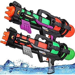 2 Pack Water Guns for Kids Adults 1500CC Blaster 40 Ft Long Range Water Soaker Squirt Guns for Swimming Pools Party Beach Sand Water Fighting