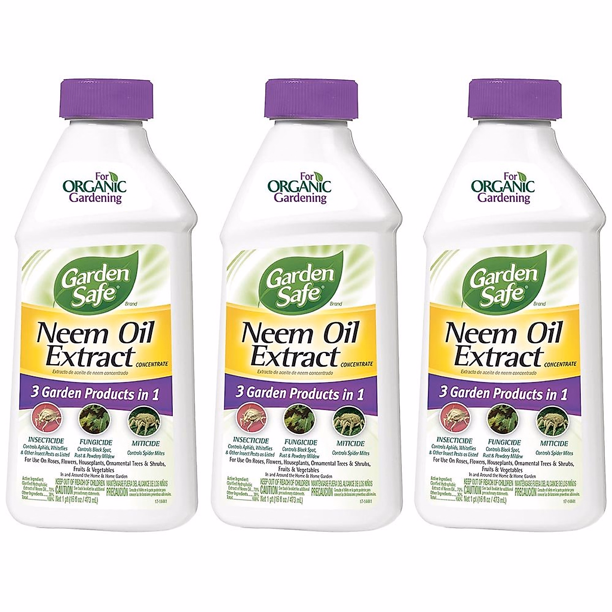 Garden Safe Neem Oil wTpzH Extract Concentrate, 16 fl oz (3 Pack)