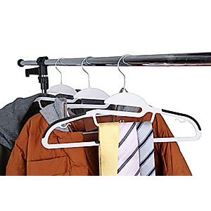 Finnhomy 50 Pack Plastic Hangers, Durable Clothes Hangers with Non-Slip Pads, Space Saving Easy Slide Organizer for Bedroom Closet, Great for Shirts, Pants, White