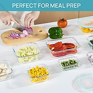 Vtopmart 8 Pack Glass Food Storage Containers with Airtight Lids, Glass Meal Prep Containers, Bento Boxes for Lunch, for Microwave, Oven, Freezer and Dishwasher, BPA Free