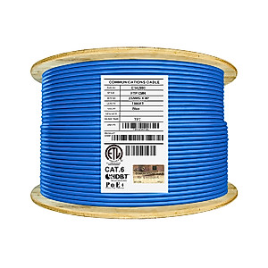 Elite Cat6 Shielded Riser (CMR), Ethernet Cable 1000ft, 23AWG 100% Solid Pure Bare Copper, Foiled w/Unshielded Twisted Pair (F/UTP), 550MHz, UL Certified, UL-LP Cert, Bulk Networking Cable Reel - Blue