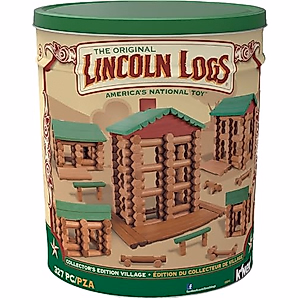 LINCOLN LOGS Collector's Edition Village Set - 327 Real Wood Pieces, Ages 3+, Retro Building Toy for Boys/Girls, Creative Construction Game