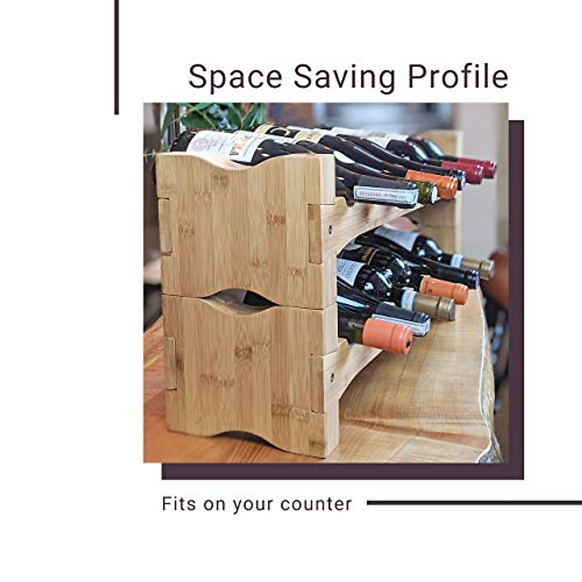 Vistal Stackable Wine Rack | Modern Countertop Bottle Storage | Freestanding Wine Organizer | Custom Design | Solid Wood