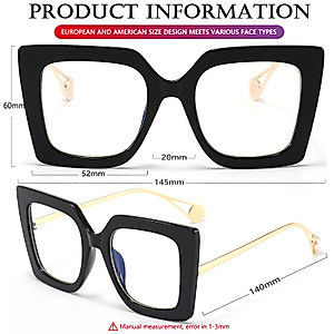 AIEYEZO Oversized Blue Light Glasses for Women, Anti Fatigue Prevent Headache Computer Eyeglasses (Black)