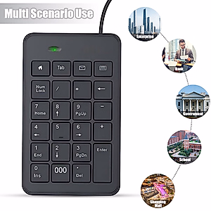 Wired 10-Key USB Keypad Number Pad – Portable Numeric Keypad Keyboard for Laptop, PC and Desktop | Computer Accessories Numpad for ChromeBook Surface Notebook MateBook - Essential Office Data Entry