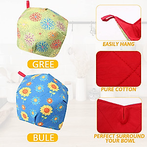 Mepple Microwave Bowl Cozy, Hot Soup Bowl Holders, Multipurpose Potholders for Hot & Cold Foods, Bowl-shaped Containers, Essential Kitchen Utensils Gadgets, Set of 2, Green and Blue