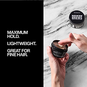 Redken Brews Clay Pomade For Men | Men's Volumizing Clay Pomade | Long-Lasting High Hold | Matte Finish | For Fine And Medium Hair Types | 3.4 Fl. Oz