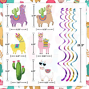 20Pcs Llama Cactus Hanging Swirl Decorations, Llama Party Hanging Swirl Bolivian Peru Alpaca Party Llama Birthday Party Supplies for Cinco De Mayo Mexican Fiesta Party Llama Baby Shower Decoration