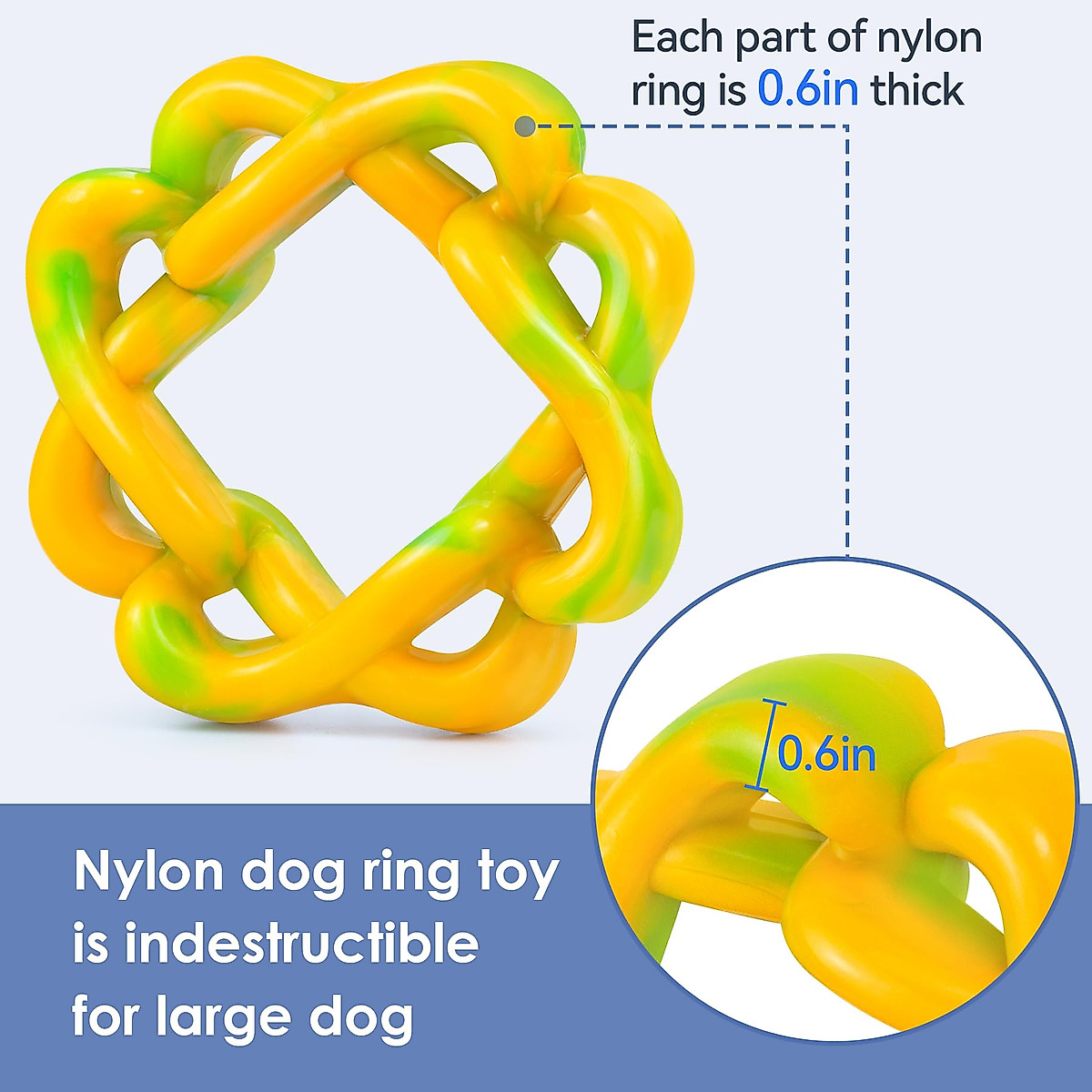 DAOZIJI Indestructible Dog Toys for Aggressive Chewers, Dog Chew Toys Rings for Aggressive Chewers Small Medium Large Breed, Interactive Dog Ring Toys for Boredom, Nylon Super Chewer Dog Toys Chew