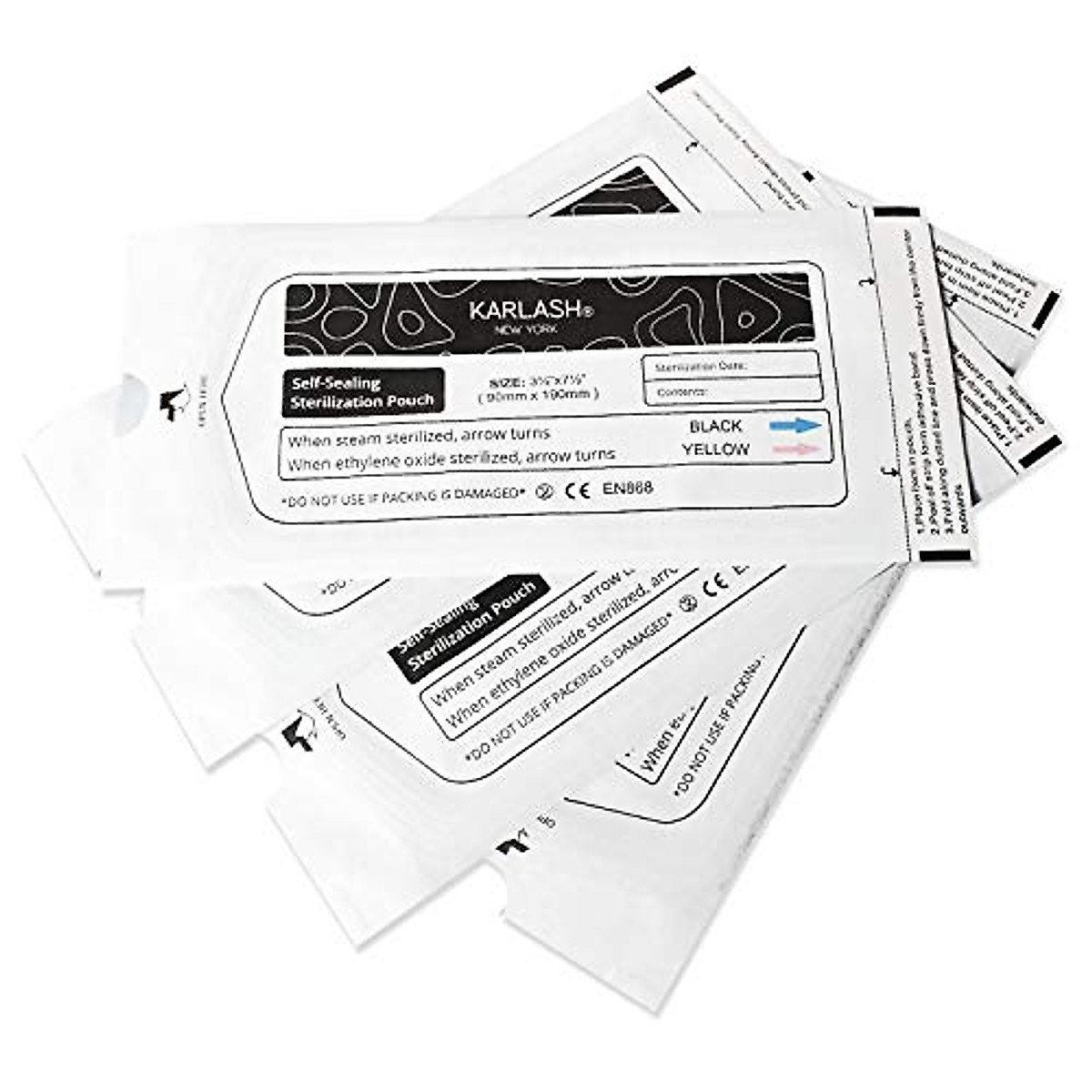 Karlash Self Seal Sterilization Pouch For Salon Supplies 200pc/pk (SHORT 3.5" x 7.5")